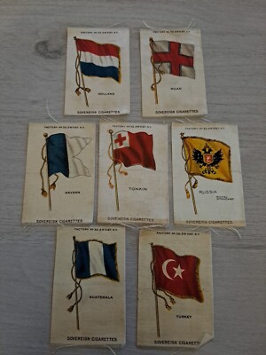 Sovereign Cigarettes Silk Cards 1910s Country Flags Lot Of 7 Rare | eBay