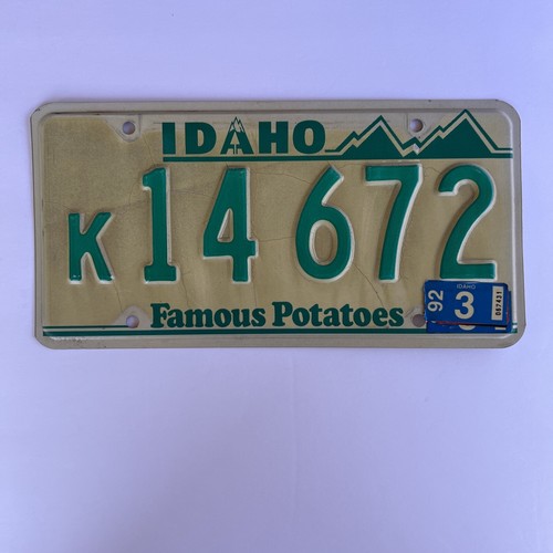 License Plate Idaho K 14672 Famous Potatoes/ Green Mountains | eBay
