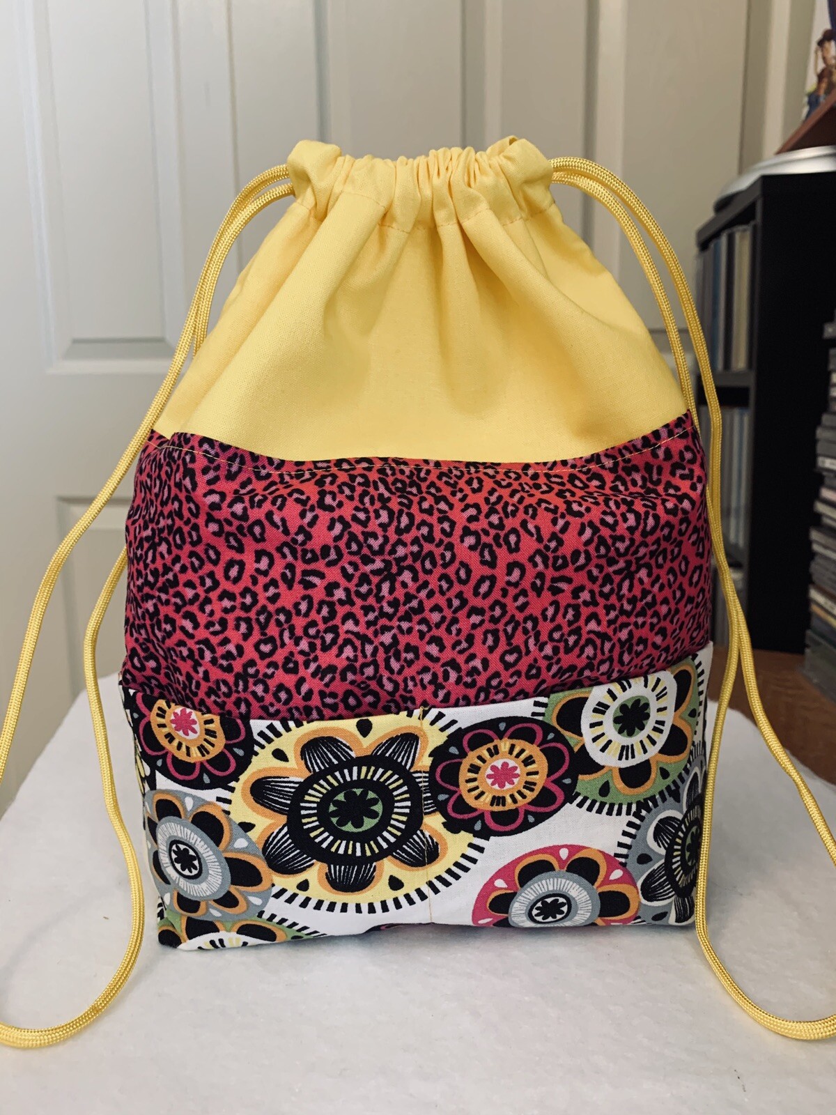 Knitting Drawstring Bag With Pockets, Craft Tote, Crochet, Yarn Project ...