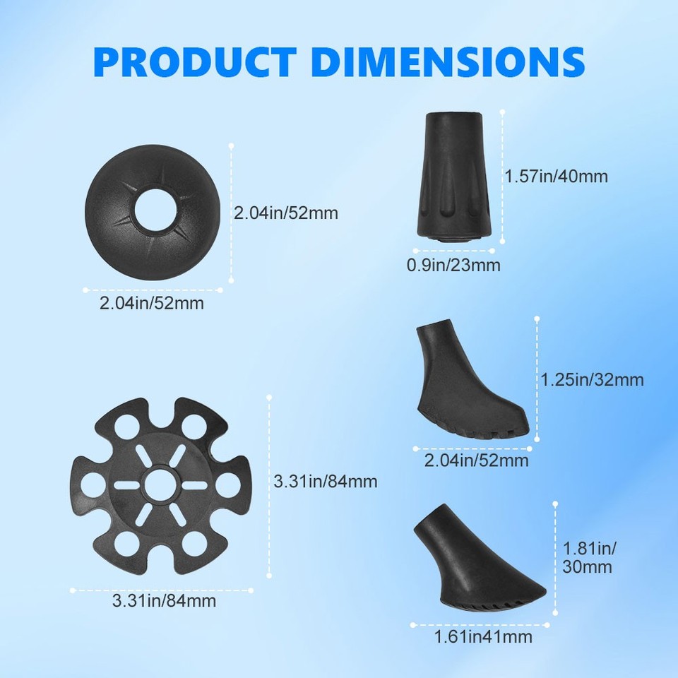 10PCS Rubber Tip Set HikingPoles End Protectors Trekking Stick Tip ...