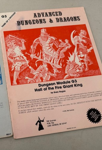 Advanced Dungeons & Dragons Module G3 Hall of the Fire Giant King 1978 ...