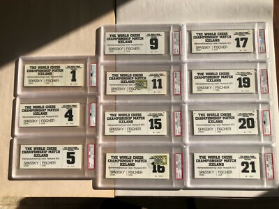 1972 World Chess Championship Ticket Set (11) Bobby Fischer Boris ...