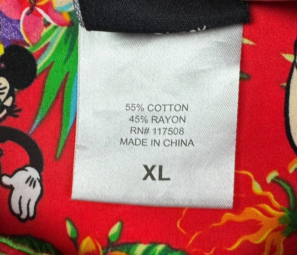 Disney Men's Mickey Minnie Mouse Hawaiian Button Shirt Red • XL | eBay