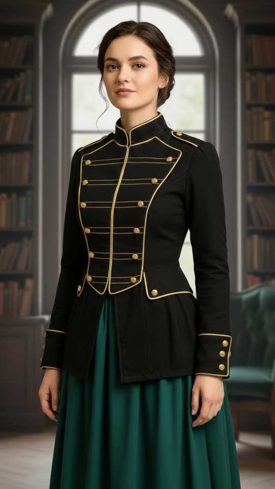 Women’s Black Military Steampunk Victorian Jacket, Gothic Parade ...