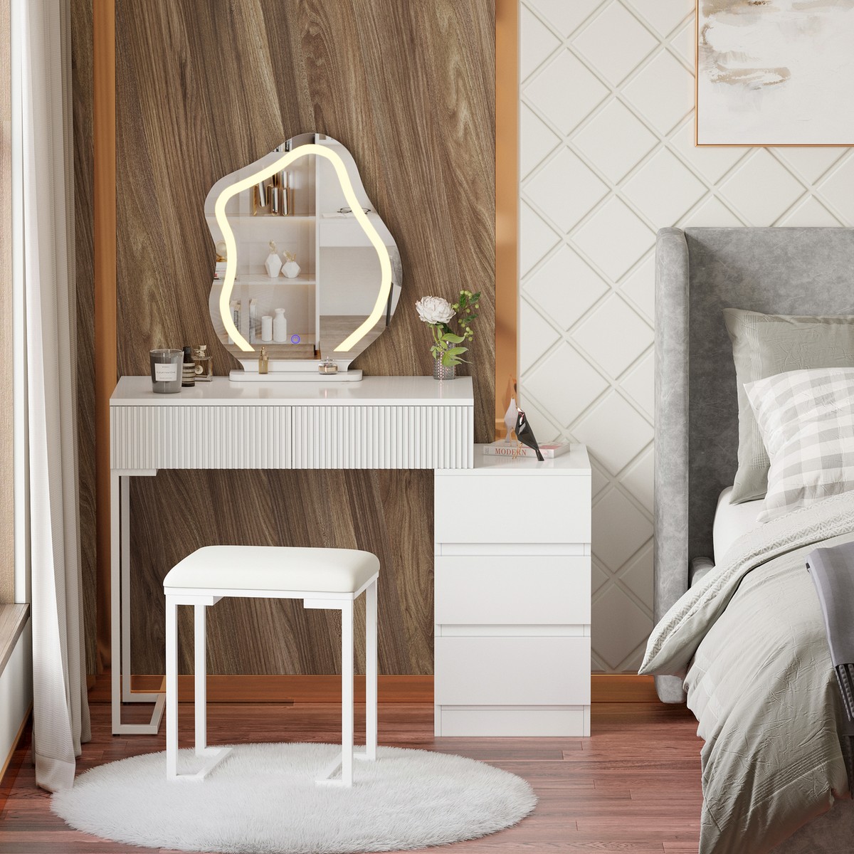 Ultra Modern Dressing Table MODERN GREY CORNER Dressing Table Super