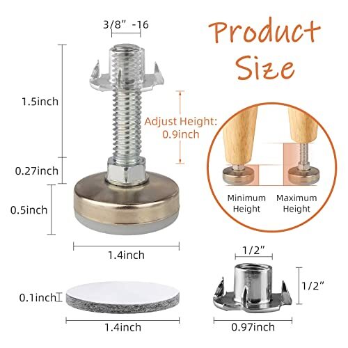 Adjustable Feet Levelers Heavy Duty Adjustable Legs for Furniture Large ...