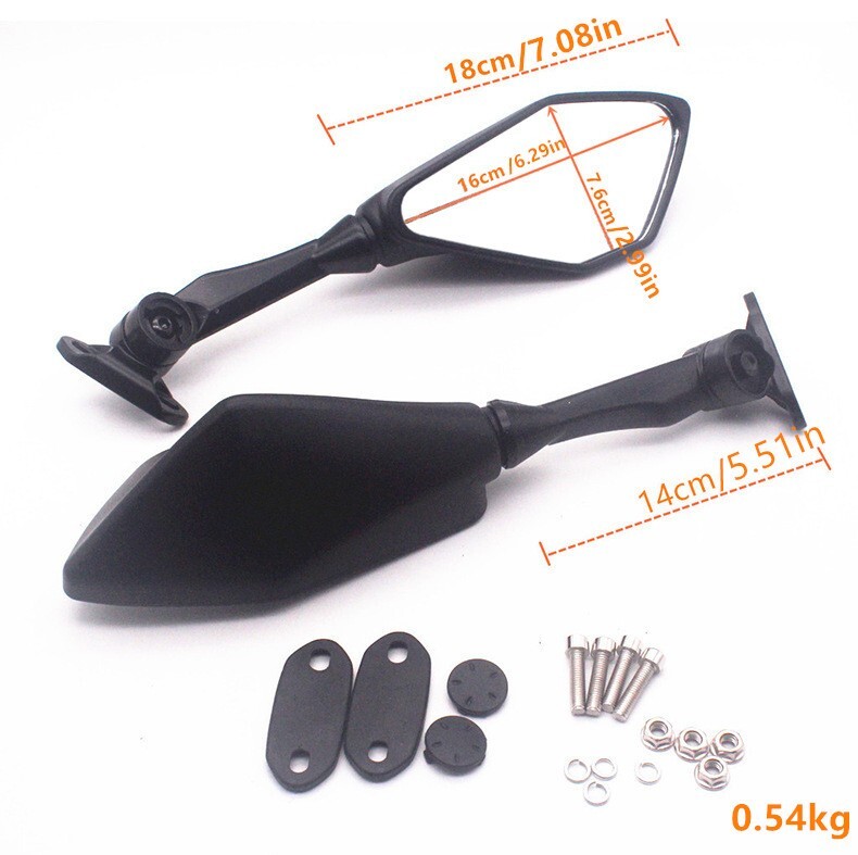 2pcs Motorcycle Mirrors RearView Mirror For Kawasaki Ninja 300 250 ZX ...
