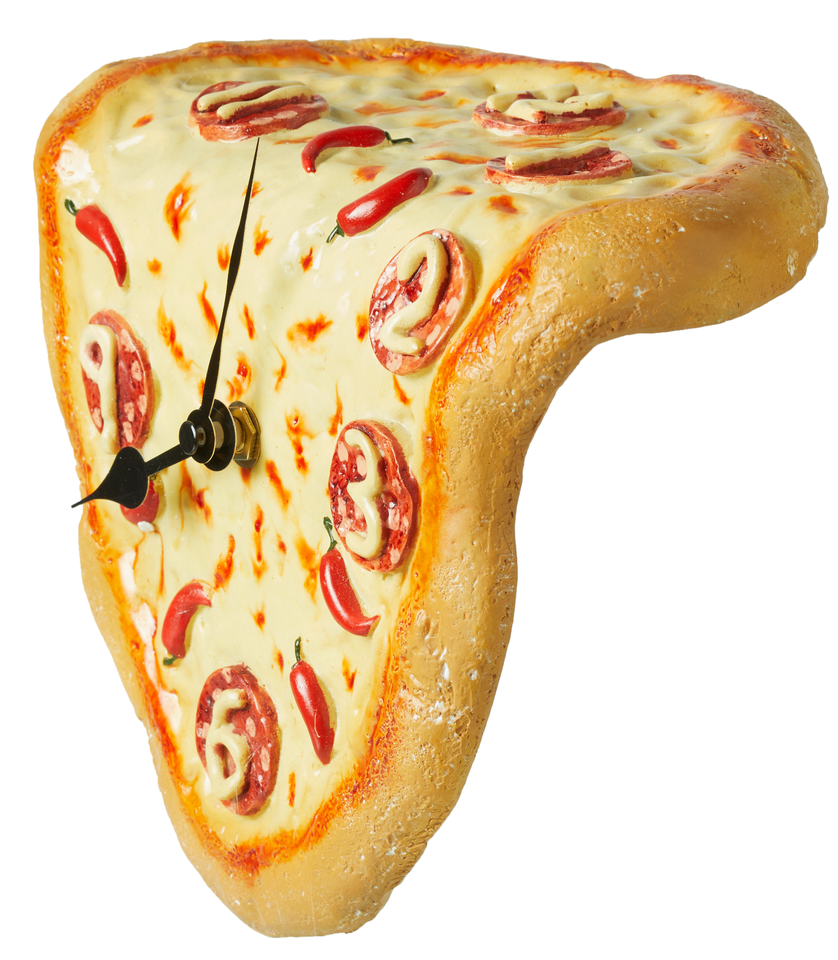 20.5cm Novelty Melting Pizza Resin Silent Clock, Analogue Display Retro ...