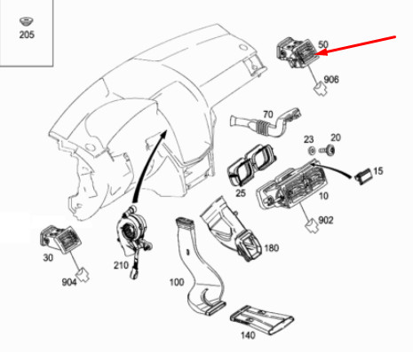 NEW MB C-CLASS W204 DASHBOARD RIGHT AIR VENT A20483013549116 204-830-13 ...