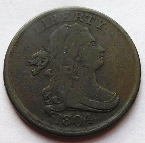 1804 Draped Bust Half Cent Crosslet 4 with Stems - Fine, Early Date 1 ...