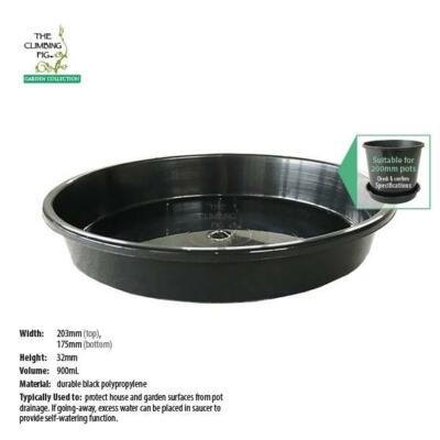 200mm Round BLACK Plastic Pot Saucers. Suits 8" or 200mm plant & garden ...