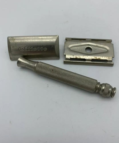 VINTAGE 1960S GILLETTE TECH THREE PIECE DOUBLE EDGE SAFETY RAZOR WITH ...