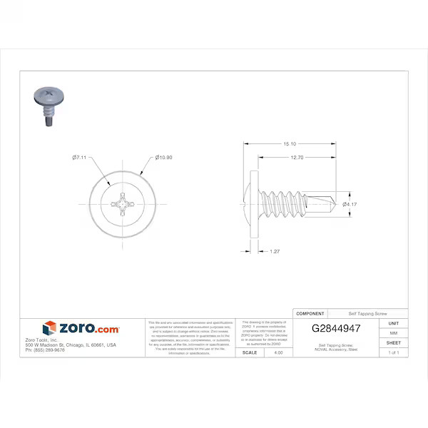 Nvent Caddy Screw,Self Tapping #8,1/2 in.,PK100 SMS8 Nvent Caddy SMS8 ...