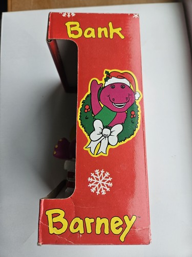 Vintage Barney the Dinosaur Piggy Bank Coin Bank Christmas Santa 1993 ...