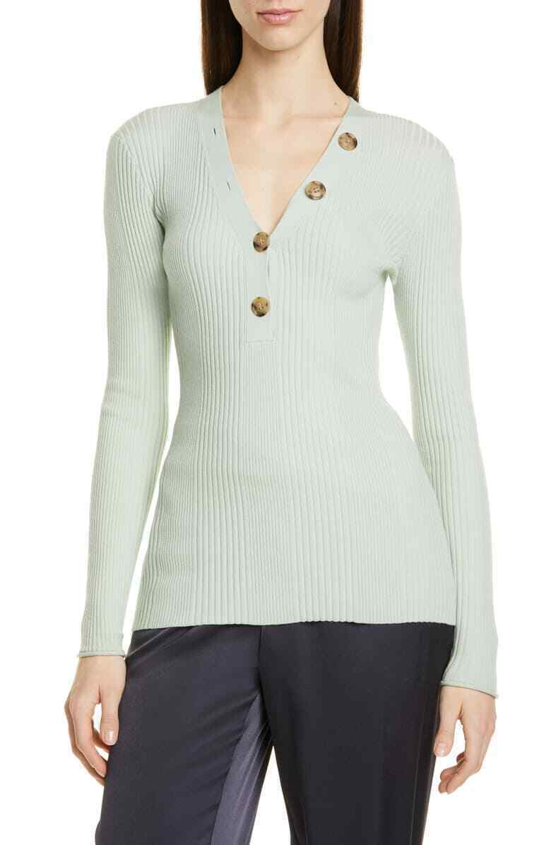 JASON WU Ribbed Button V-Neck Sweater SIZE S NDS | eBay