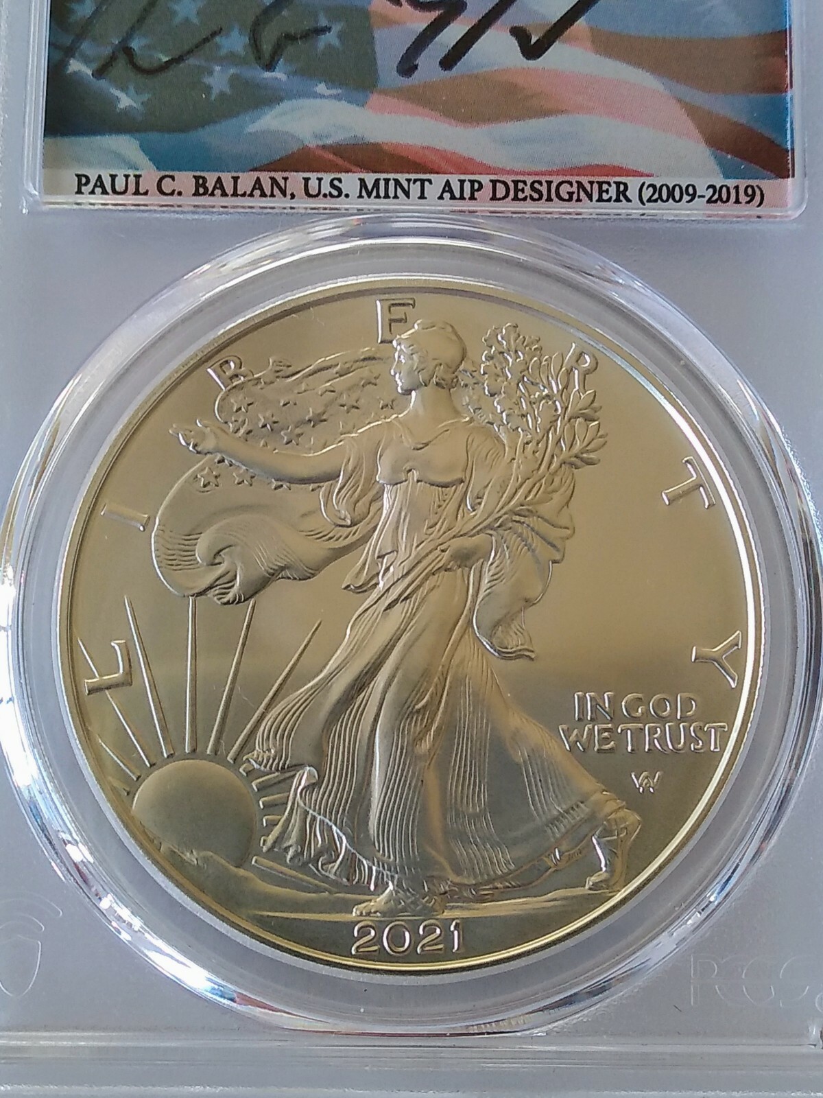 2021-W Silver Eagle T2 Burnished PCGS SP70 FDOI P.Balan Flag population ...