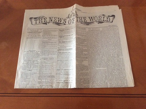 50). Photocopy of the News of World - 1st Edition.Dated. Sunday 1st ...