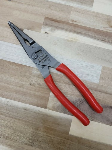 *NEW Snap On LN47ACF 9" Needle Nose/Slip-Joint Combo RED Handle Soft ...