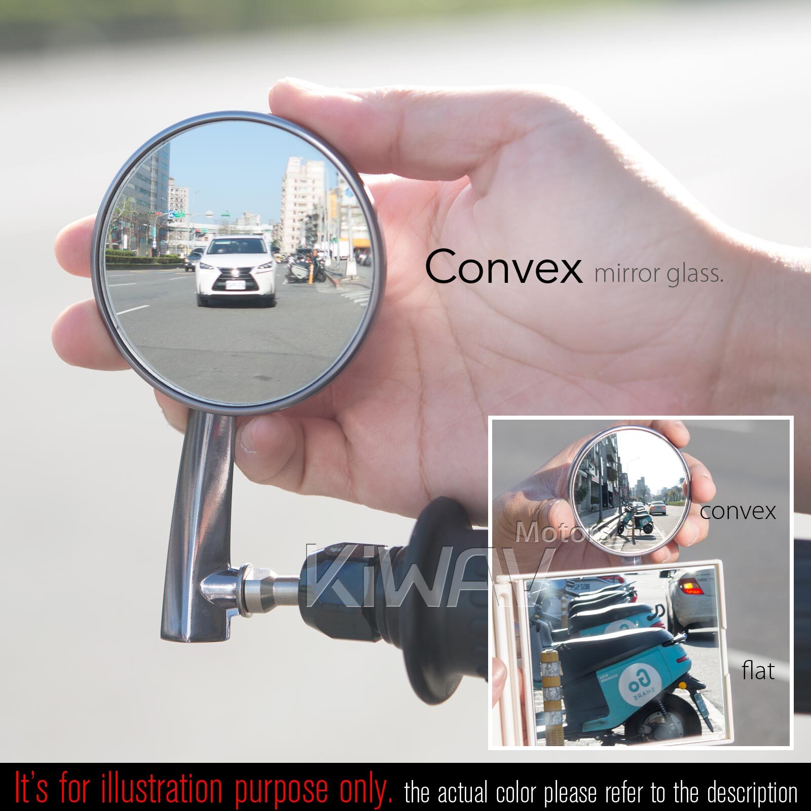 beige brown 7/8" Handle bar end rear view side Mirror upper Left for ...