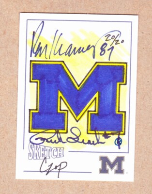 Rick Leach & Ron Kramer(DEC) signed 2006 Michigan TK Legacy sketch card ...