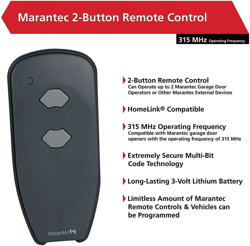 Marantec 122436 382 Transmitter, 2 Button - Garage Door Opener Remote ...