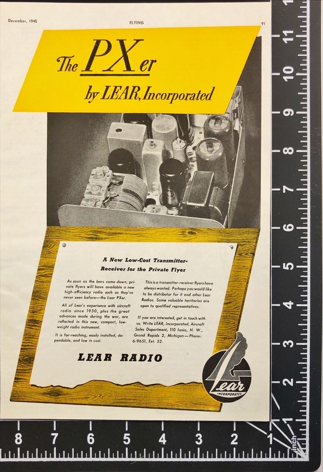 1945 Lear Radio Low-Cost Transmitter-Receiver Private Flyers Vintage ...