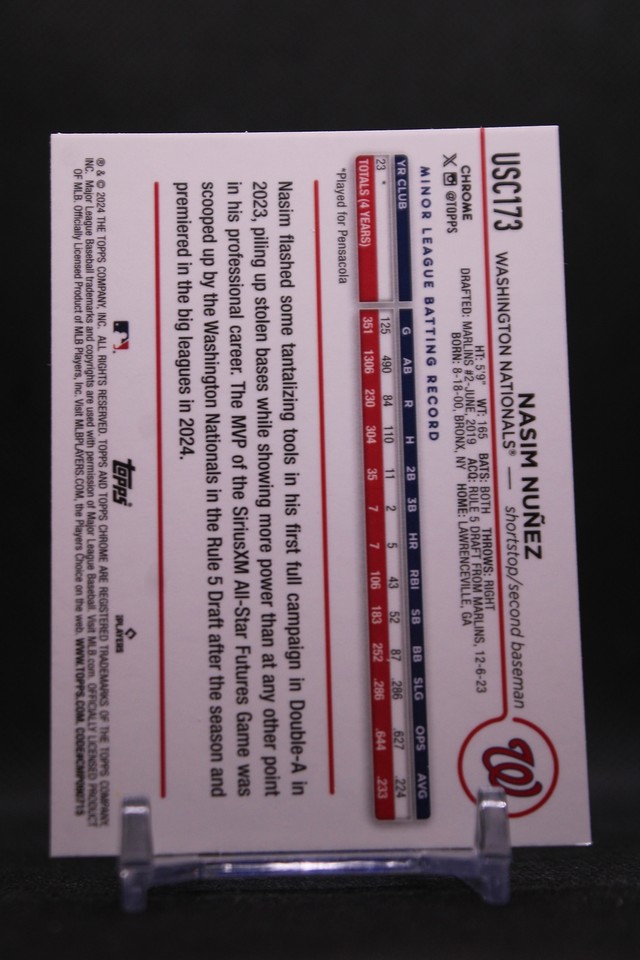 Nasim Nunez #USC173 2024 Topps Chrome Update Washington NationalsRC ...