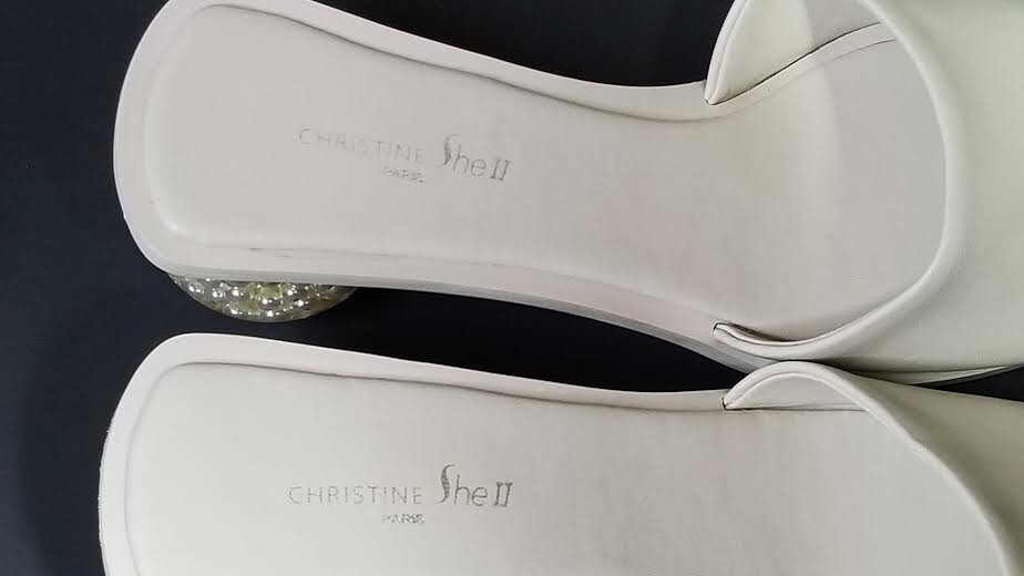 Kate Spade Look Ivory Leather Sandle Low Ball Clear Heel Filled W ...