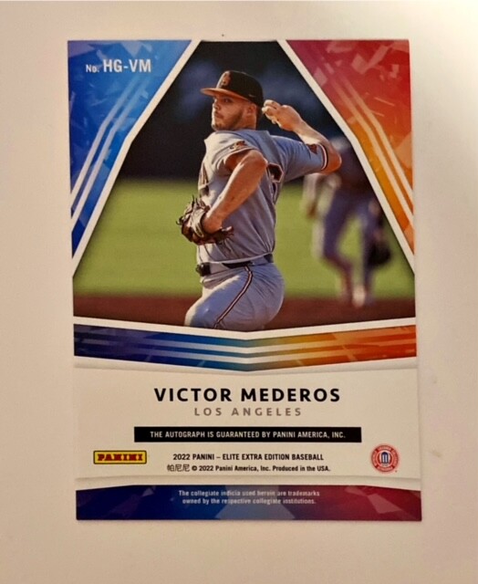2022 Panini Elite Extra Edition Victor Mederos Auto Los Angeles Angels ...