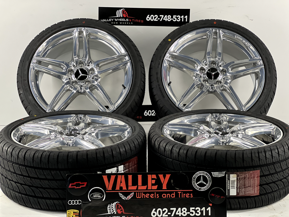 19' OEM MERCEDES WHEELS/RIMS CHROME FINISH SET OF 4 5X112MM 245 275 ...