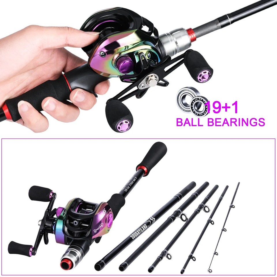 Rod Reel Combo 1.8M-2.1M Lure Fishing Rod and 7.2:1 Baitcasting Reel ...