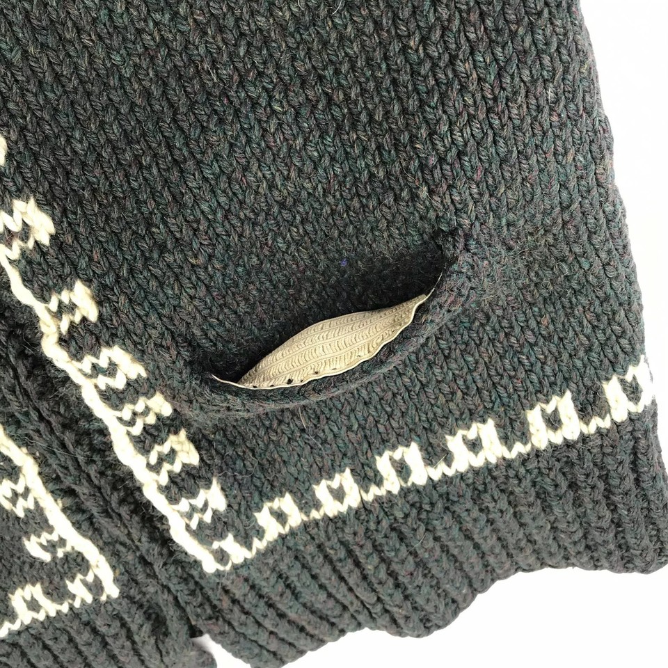 Woman’s Jacket Curling Sweater Hand Knit Shawl Collar Geometric Vintage ...