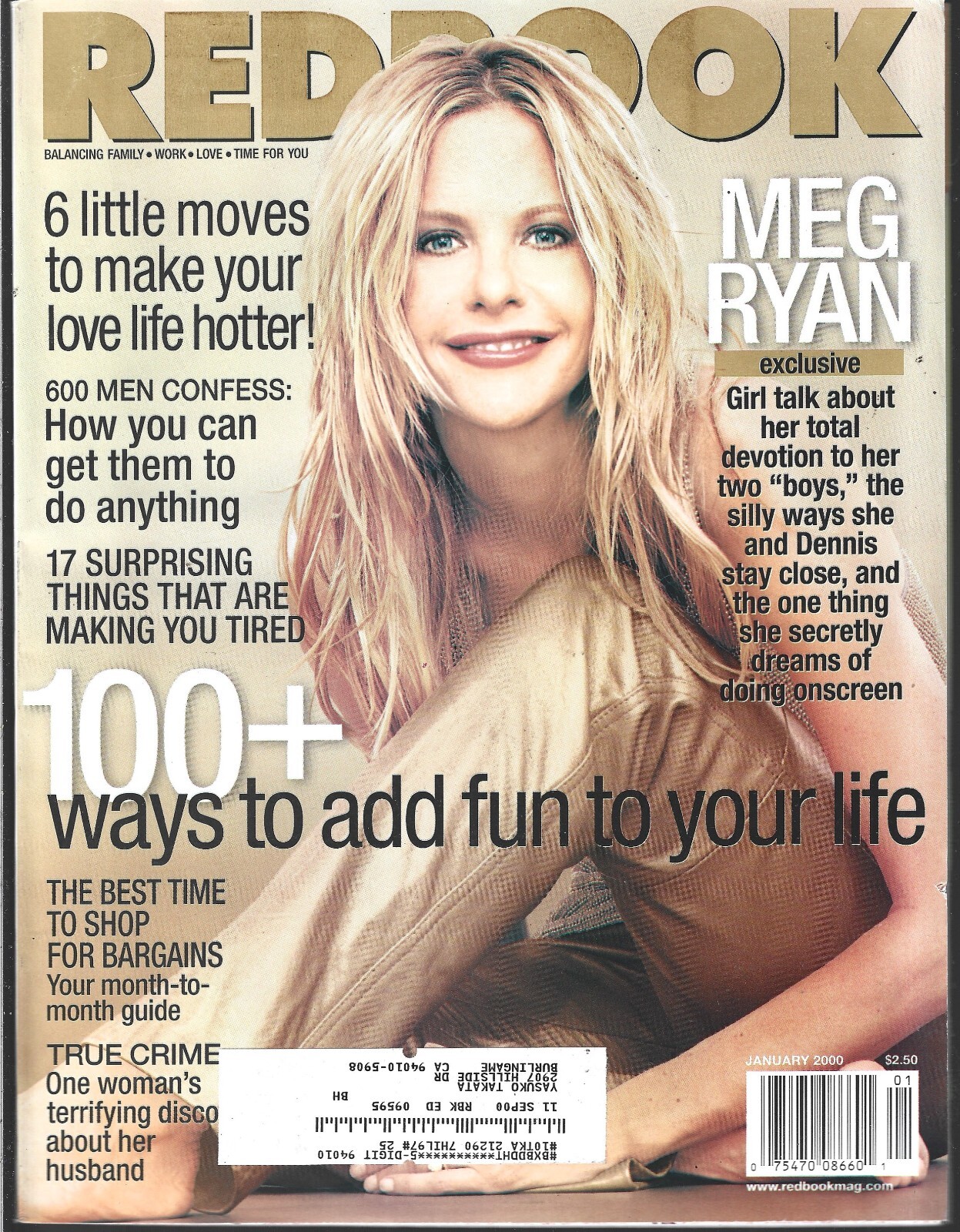 REDBOOK MAGAZINE JANUARY 2000 (VG+) MEG RYAN, $3.95 FLAT RATE SHIPPING ...