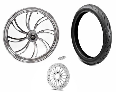Ultima Polished Billet 21 3.5 Vortex Front Wheel Rim Tire Package BW ...