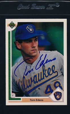 1991 Upper Deck #616 Tom Edens Brewers Signed Auto *25444 | eBay