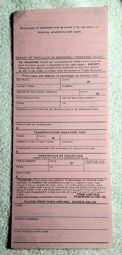 1970 Penn Central Railroad Famous Form 6009 | eBay
