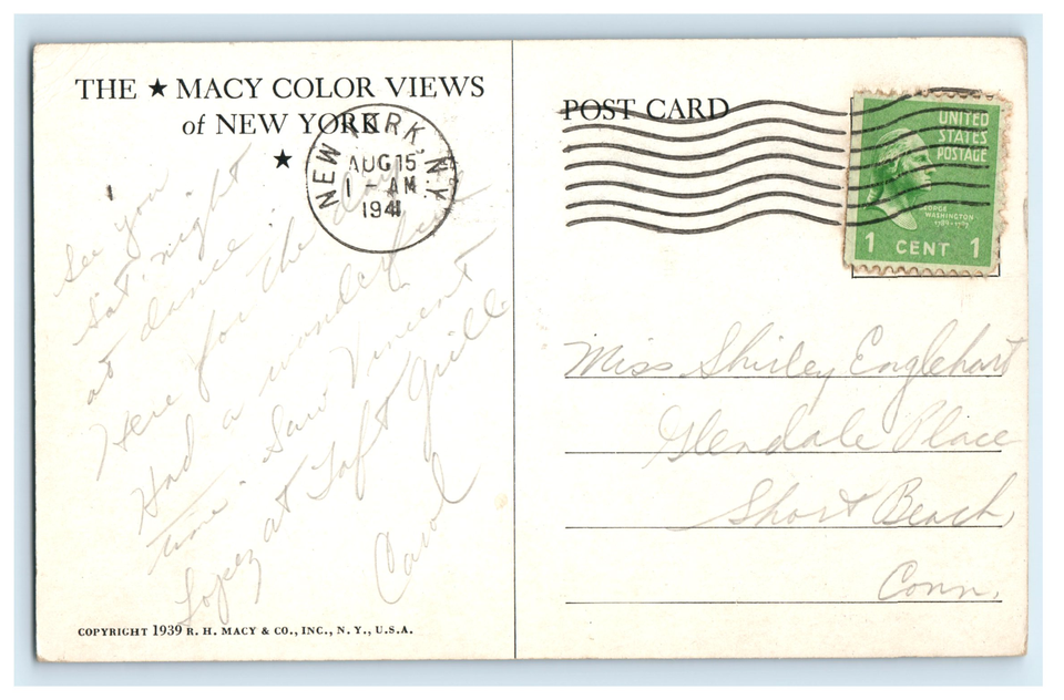 Postcard NY New York Rockefeller Center Man Woman Radio City Macy Color ...