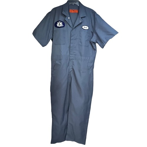 Red Kap Mens Blue Mechanic Garage Uniform Zip Cargo Coveralls 44 REG ...