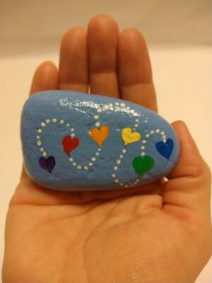 Hand Painted Rock Art Rainbow Hearts LGBT Stone Painting Pride Love | eBay