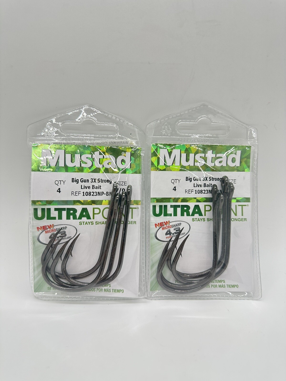 Mustad Ultra Point Hooks Big Gun 3x Strong 7/0 Live Bait lot of 2 | eBay