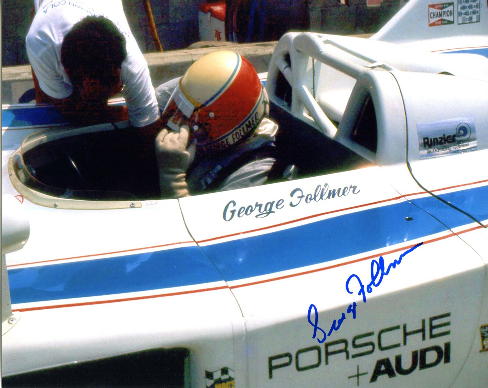 GEORGE FOLLMER AUTOGRAPHED INDY 500 8 X 10 PHOTO F1 NASCAR TRANS-AM CAN ...