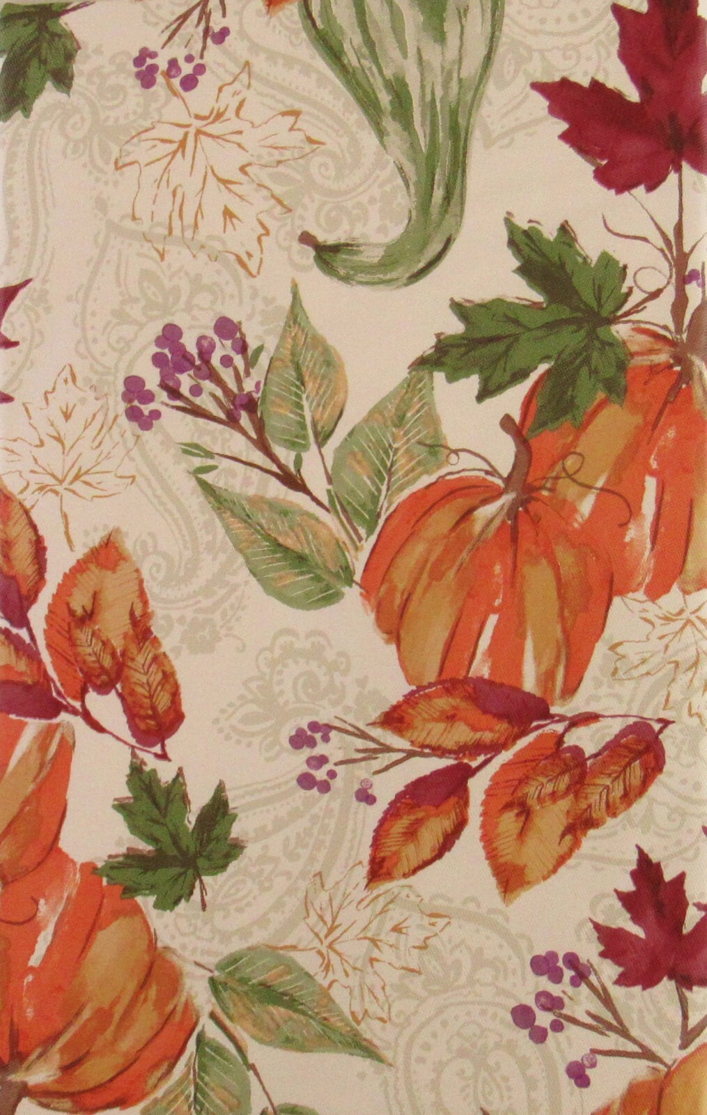 Autumn Leaves, Pumpkins, Gourds on Paisley Inlays Vinyl Tablecloth ...