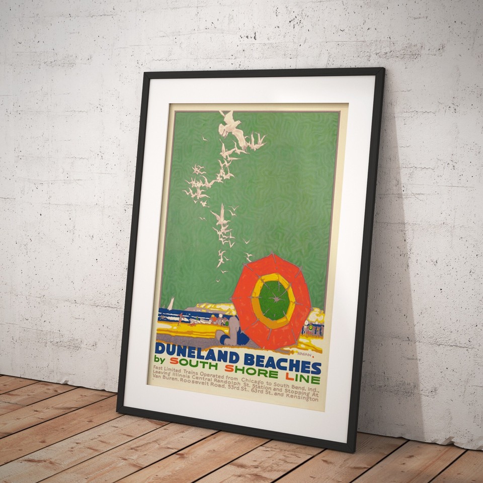 Duneland Beach by South Shore Line - Vintage 1925 Travel Poster - 16x24 ...