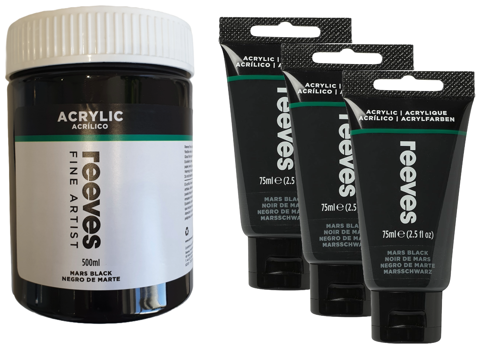 Reeves Artist Acrylic Paint LARGE 75ml / 500ml Tubes/Tubs - Vibrant ...