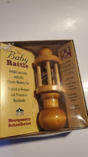 Montgomery Schoolhouse Classic Hardwood 5" Baby Rattle Wooden Toy | eBay