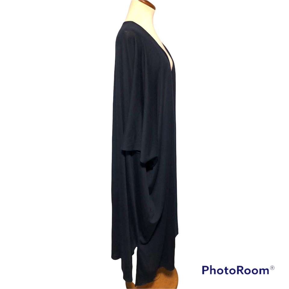Chicos Open Front Knit Sweater Long Womens XL/XLL Navy Blue Pockets | eBay