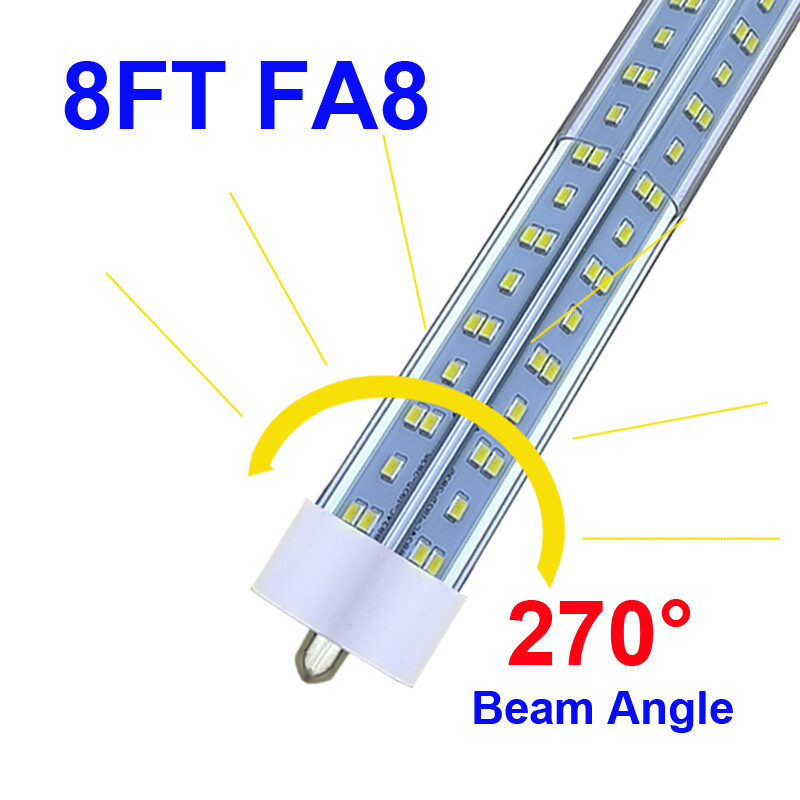 8FT LED Tube Light T8 Single Pin Bulb FA8 LED Shop Light 8Foot LED ...