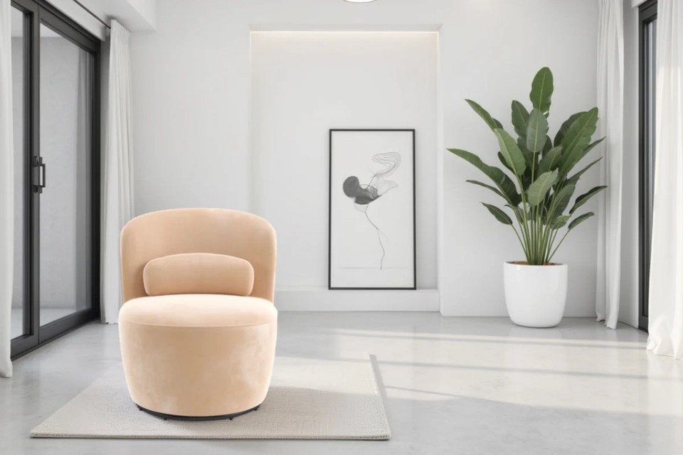 Brosa Ada Swivel Accent Chair (Almond Spice), Armchairs, Furniture ...