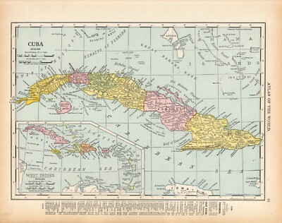 1905 Antique Map of Cuba Vintage Rand McNally Cuba Atlas Map Wall Decor ...