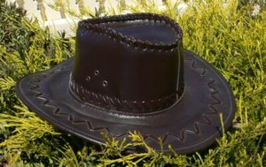 AUSTRALIAN BUSHMAN COWBOY HAT STITCHED LEATHER NEW costume adult sized ...